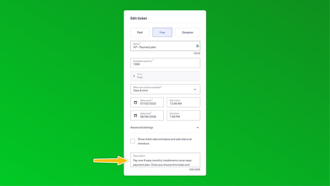 Offer Eventbrite customers payment plans, installments easily